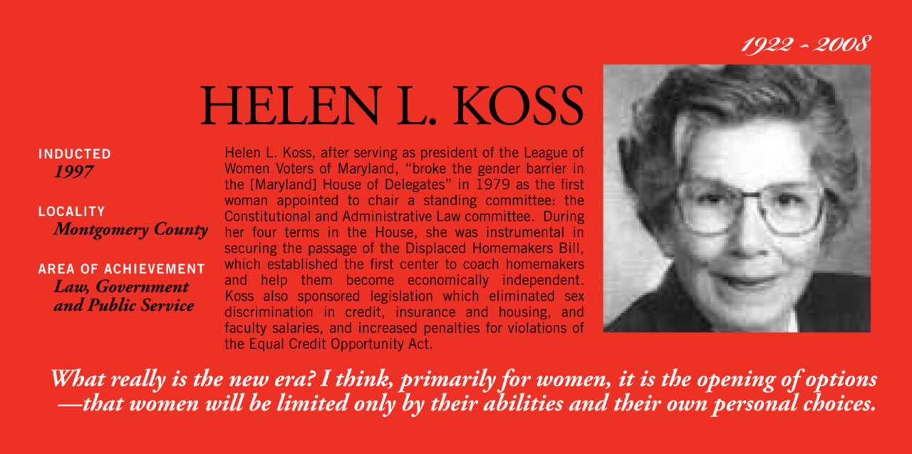 Koss, Helen | Maryland Women's Heritage Center
