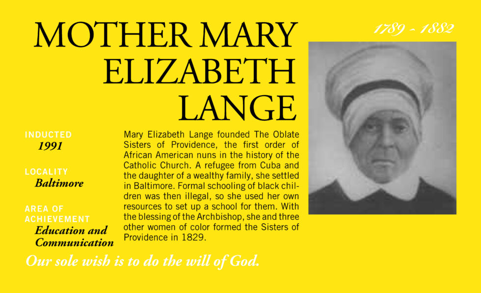 Lange, Mother Mary Elizabeth | Maryland Women's Heritage Center