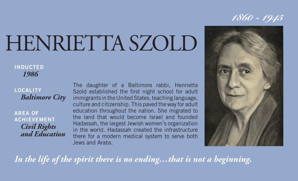 Szold, Henrietta | Maryland Women's Heritage Center